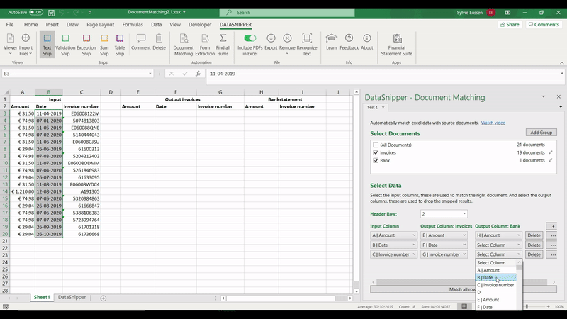 How to use advanced document matching options