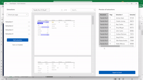 How to extract data per page or line using Form Extraction