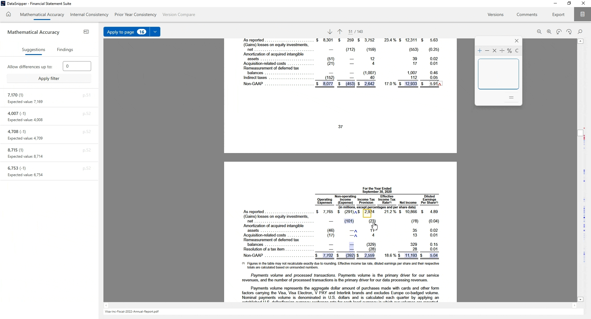 How to use the built-in Calculator within Financial Statement Suite