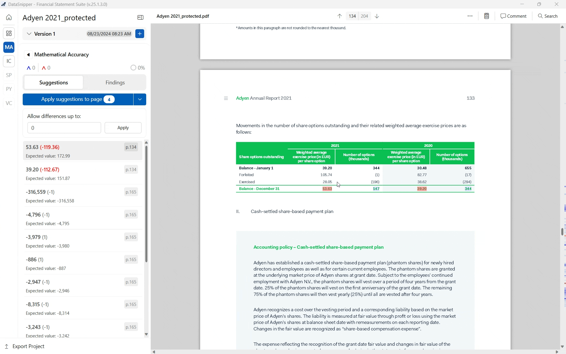 How to validate the mathematical accuracy with Financial Statement Suite