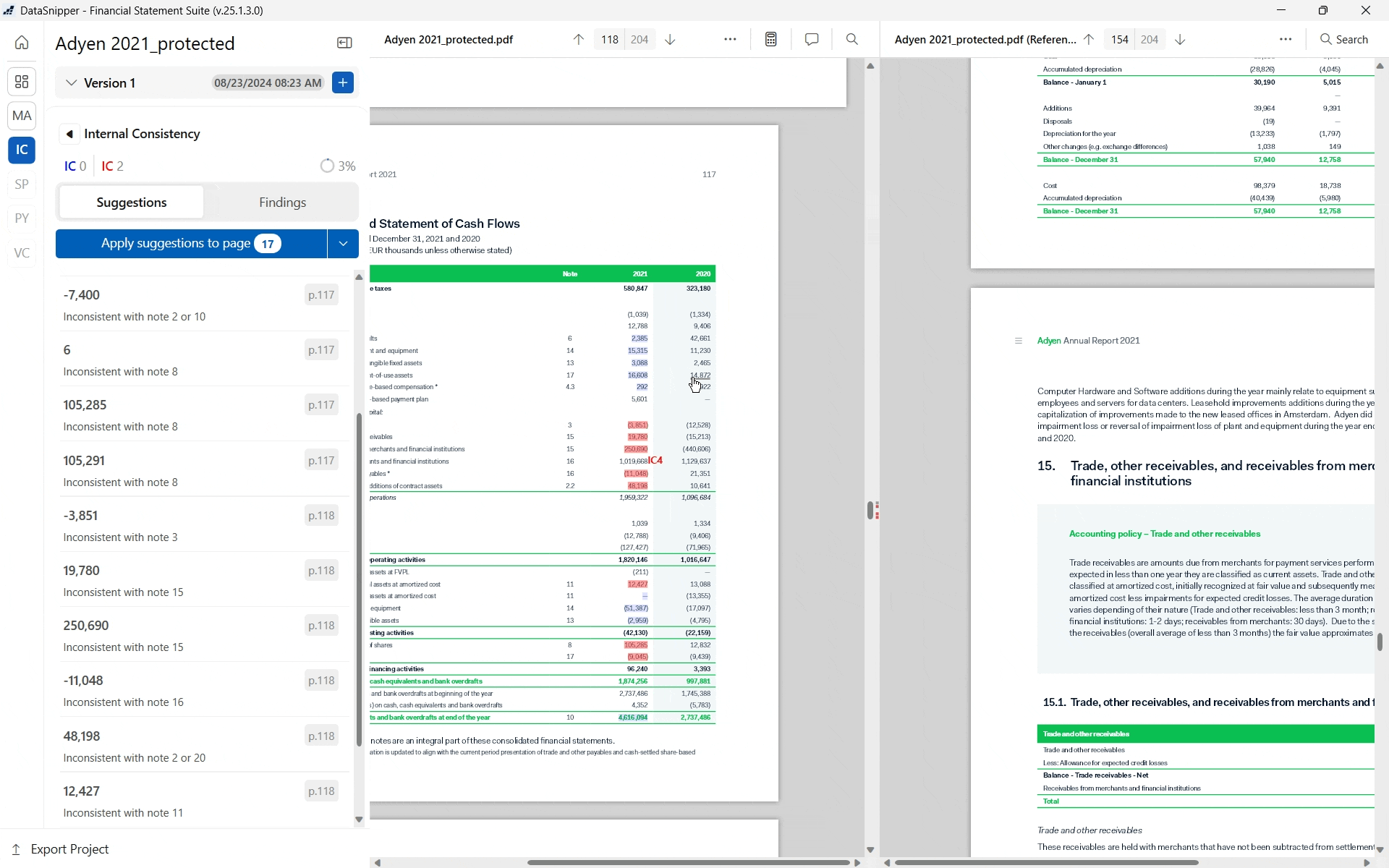 How to validate the internal consistency with Financial Statements Suite