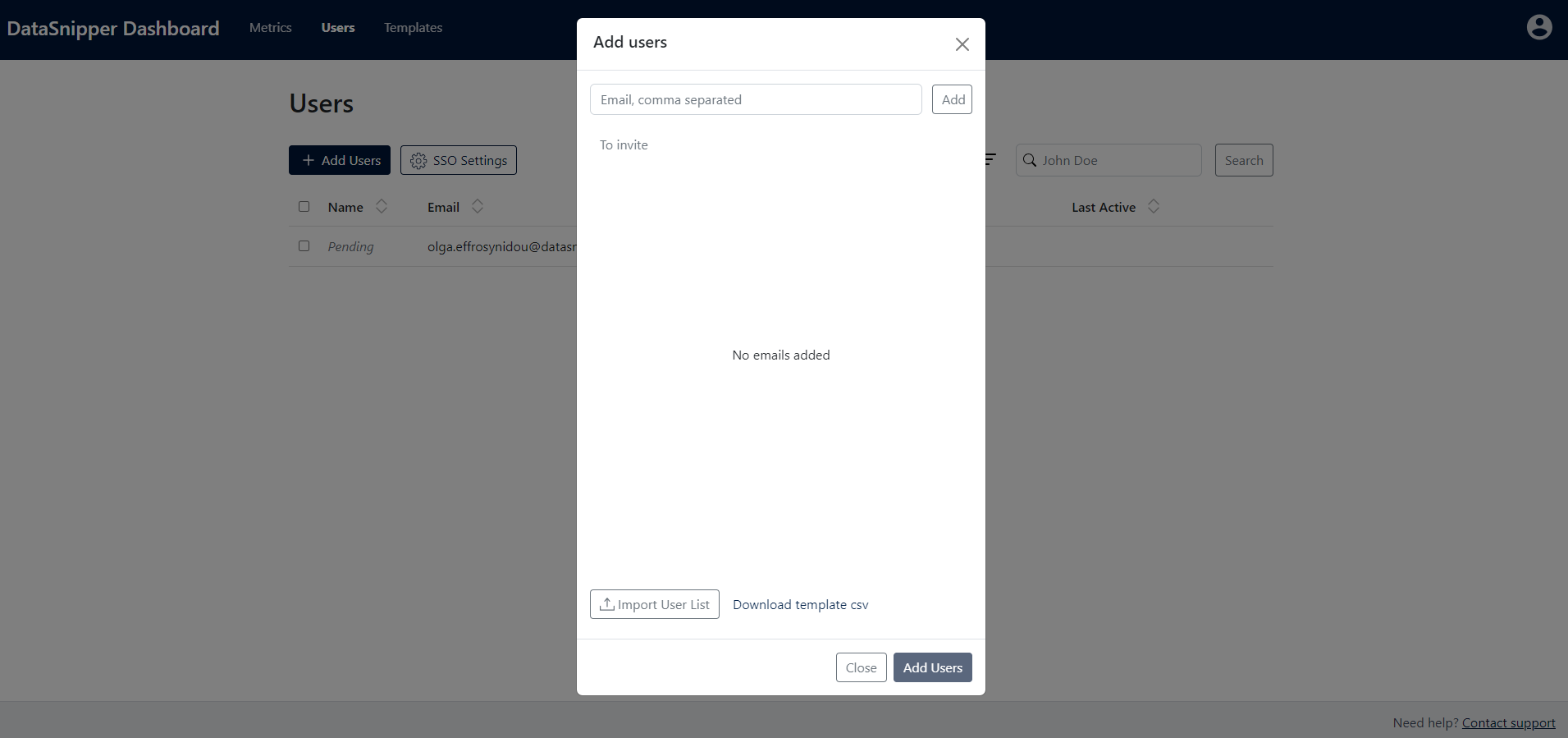Adding and removing users on DataSnipper with User Management