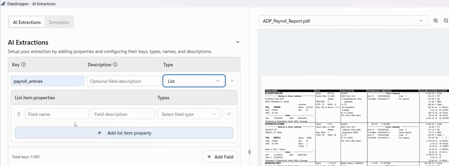 How to extract data using AI Extractions