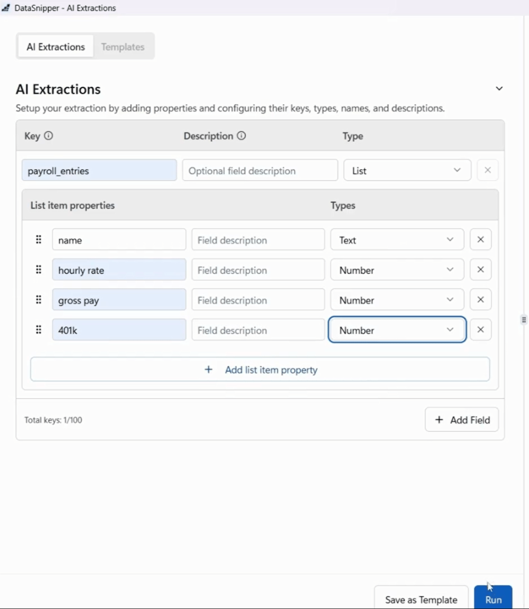 How to extract data using AI Extractions