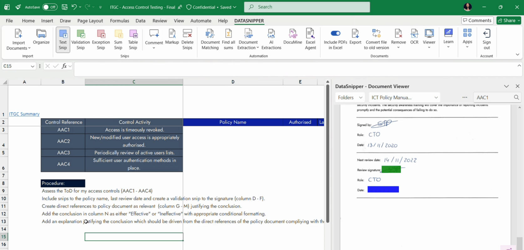 How to efficiently perform ITGC Access controls testing with Excel Agents