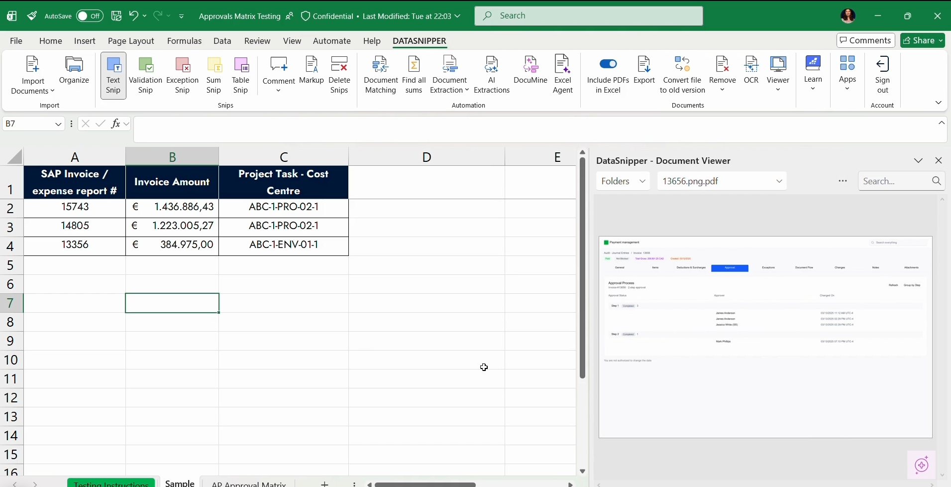 How to efficiently perform AP Approval Matrix testing with Excel Agents