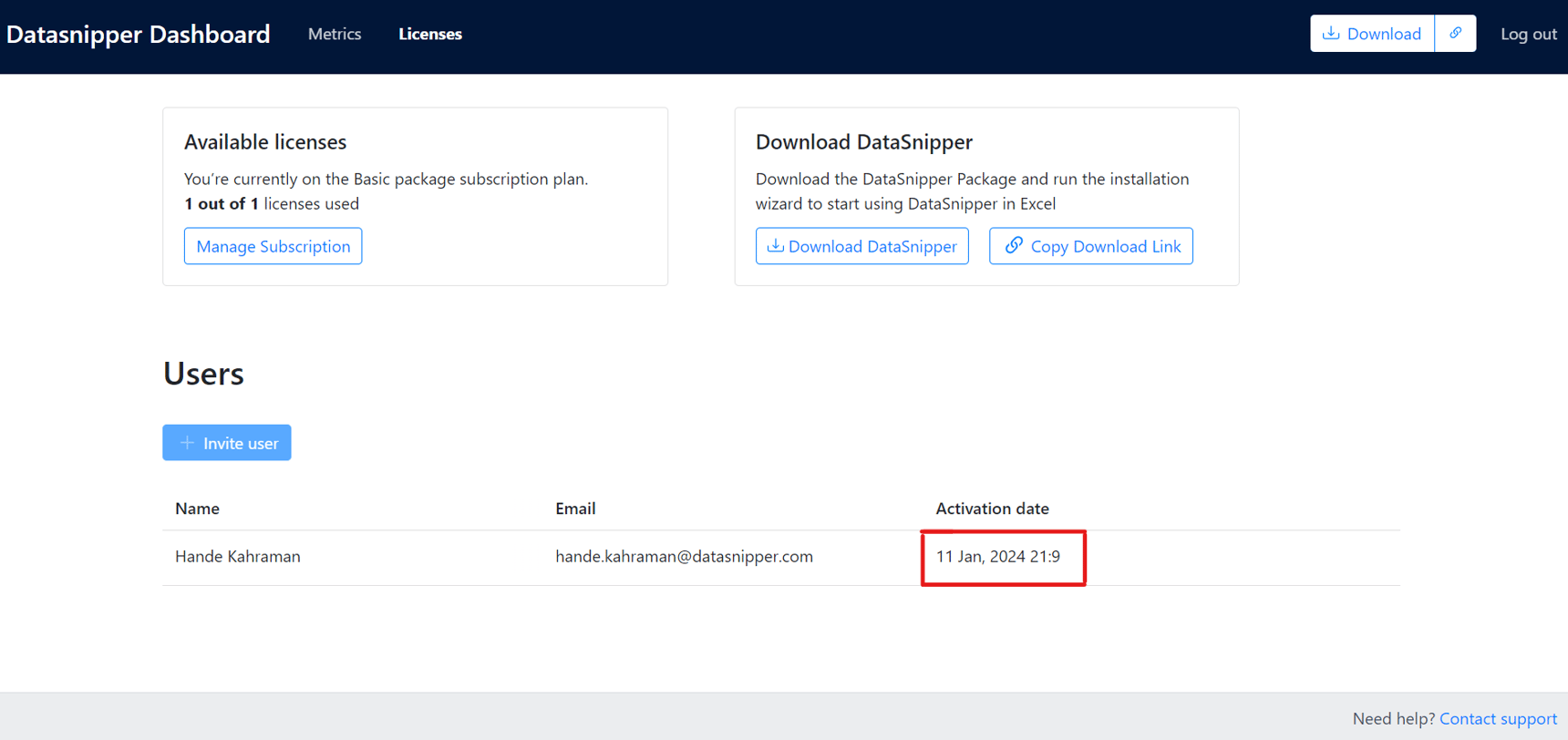 How to activate your license in the DataSnipper Dashboard