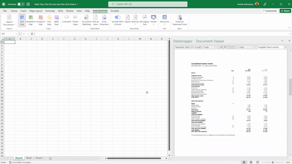 How to extract tabular data from a document with the Table Snip