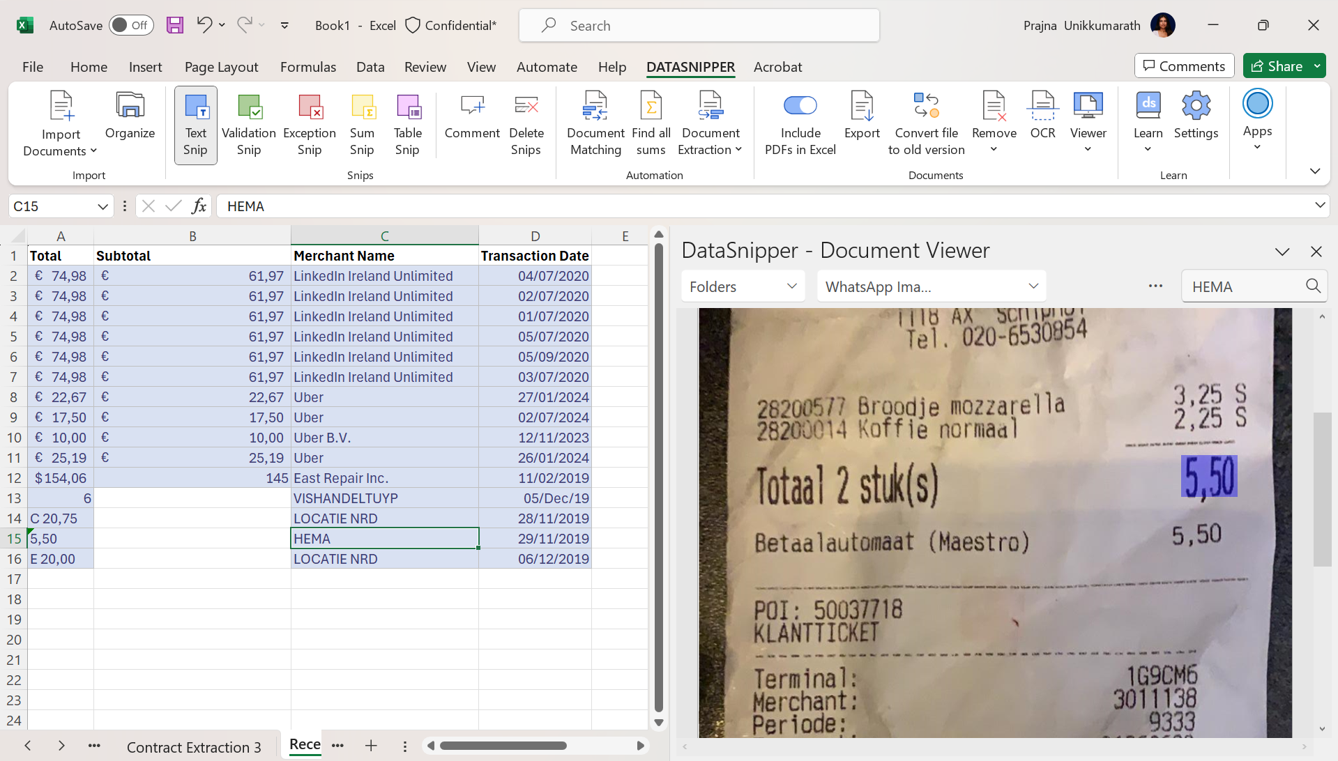 How to use Receipt Extraction