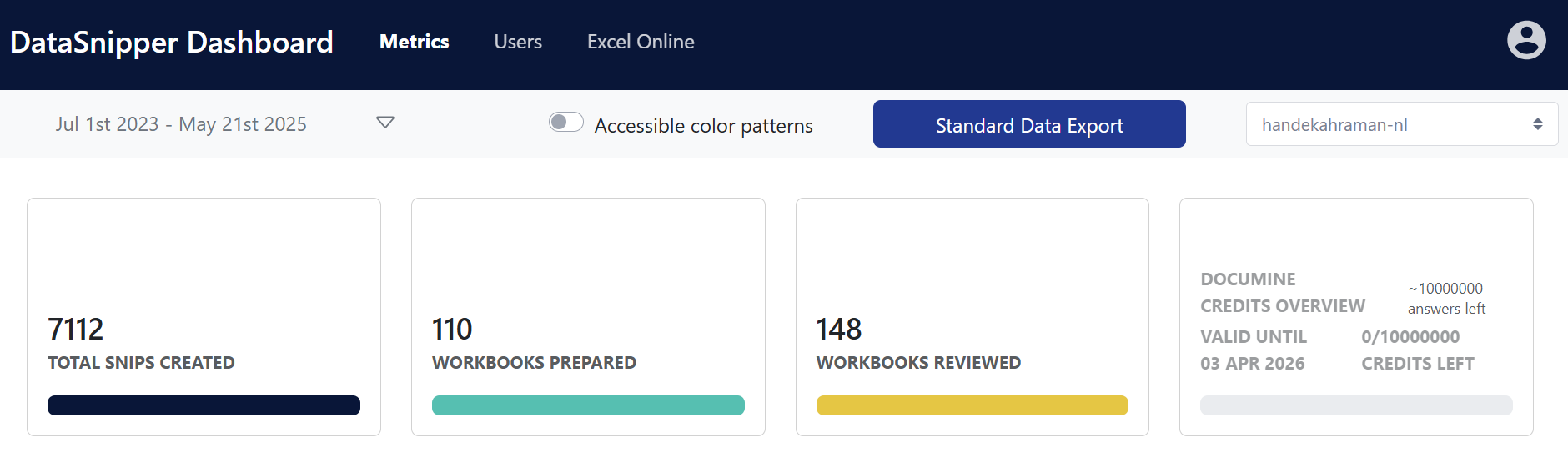 How to generate a report using Standard Data Export