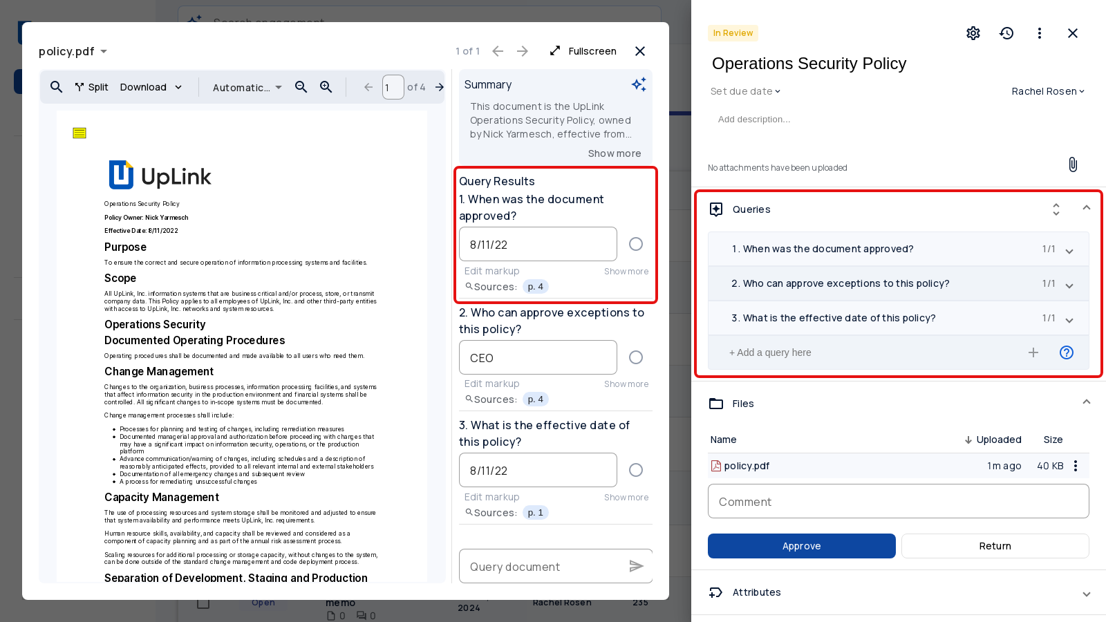How to generate and view AI queries on UpLink
