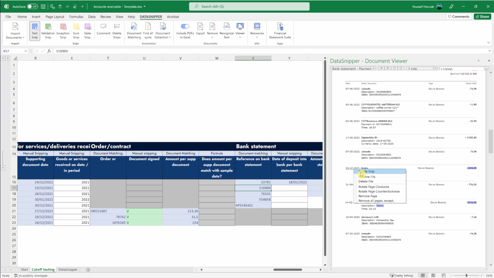 How to perform accounts receivable cut-off procedures with DataSnipper