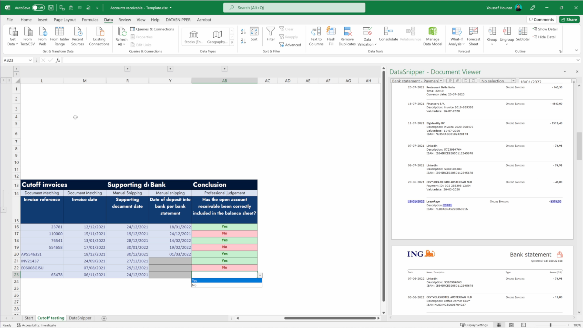 How to perform accounts receivable cut-off procedures with DataSnipper