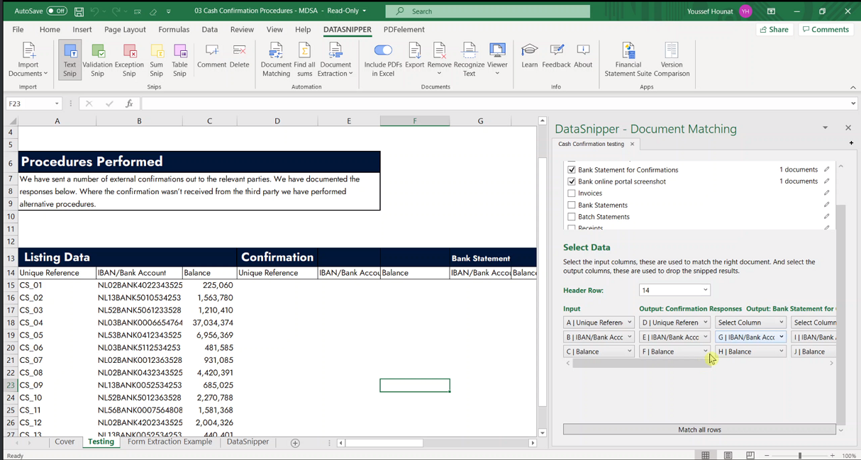 How to perform confirmation procedures using DataSnipper